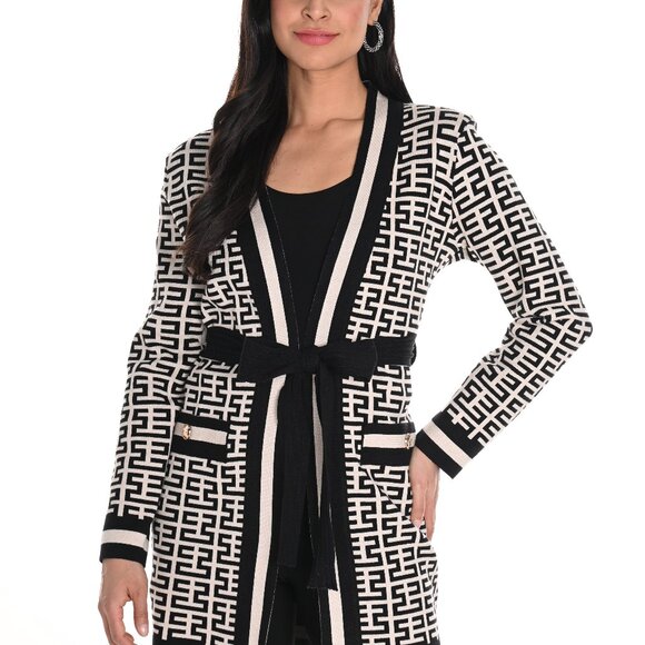 Frank Lyman Design | Sweaters | 24466u Black Greek Key Design Cardigan ...